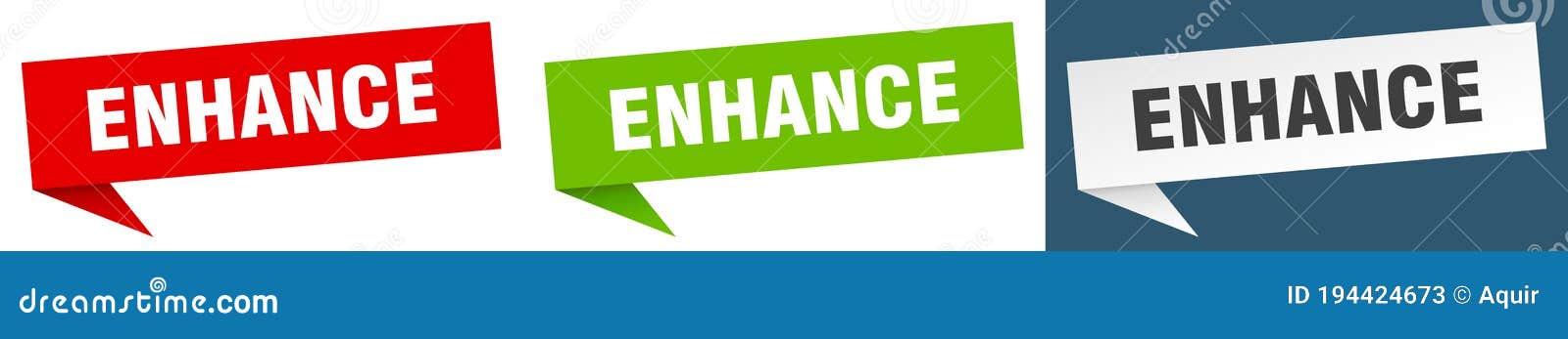 Enhance Banner. Enhance Speech Bubble Label Set. Cartoon Vector ...
