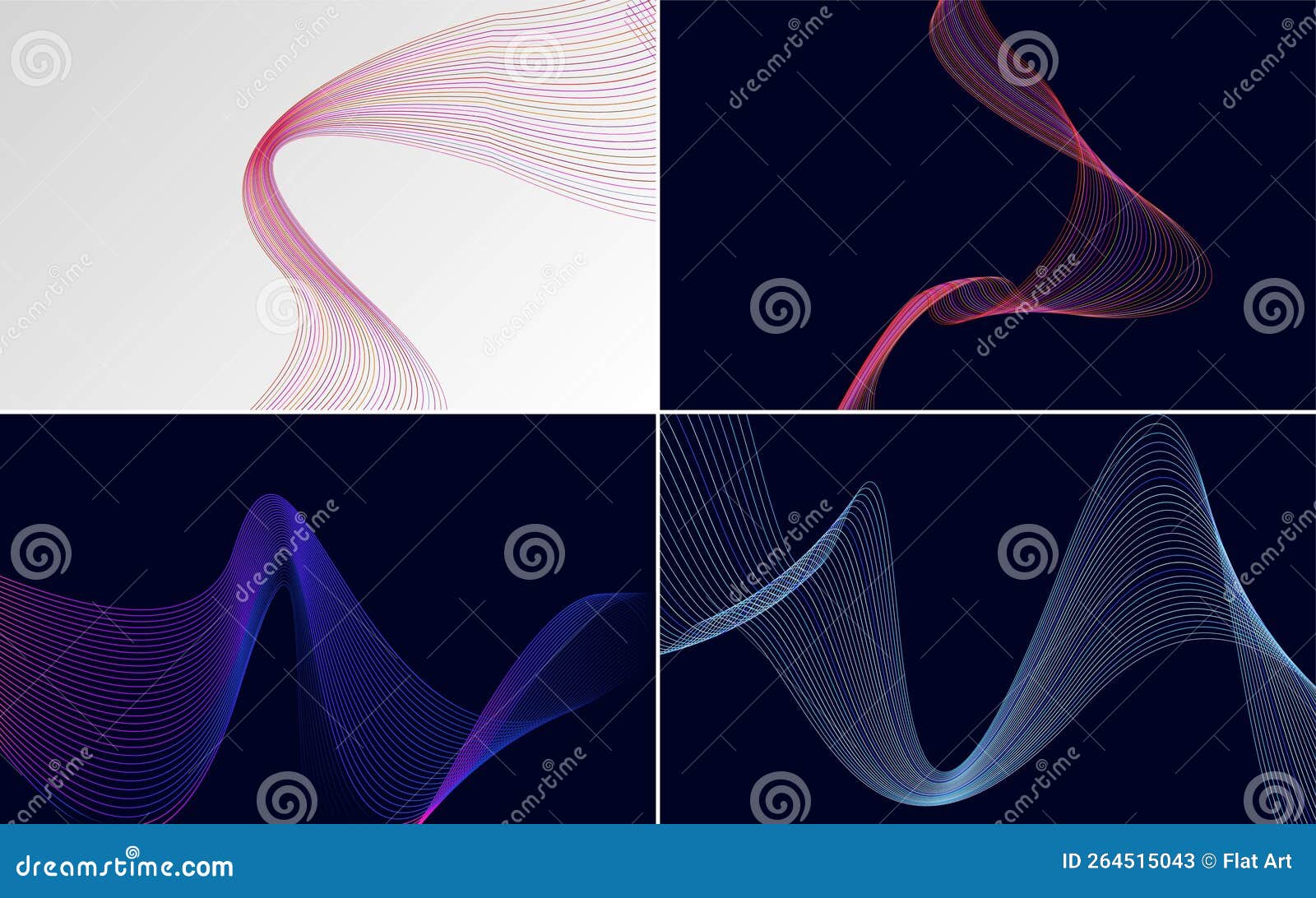 Enhance Your Design with this Set of 4 Abstract Waving Line Vector ...