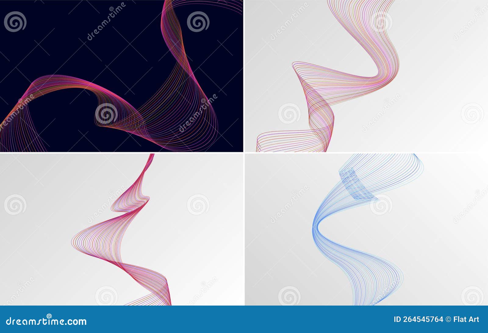 Enhance Your Design with this Set of 4 Abstract Waving Line Vector ...