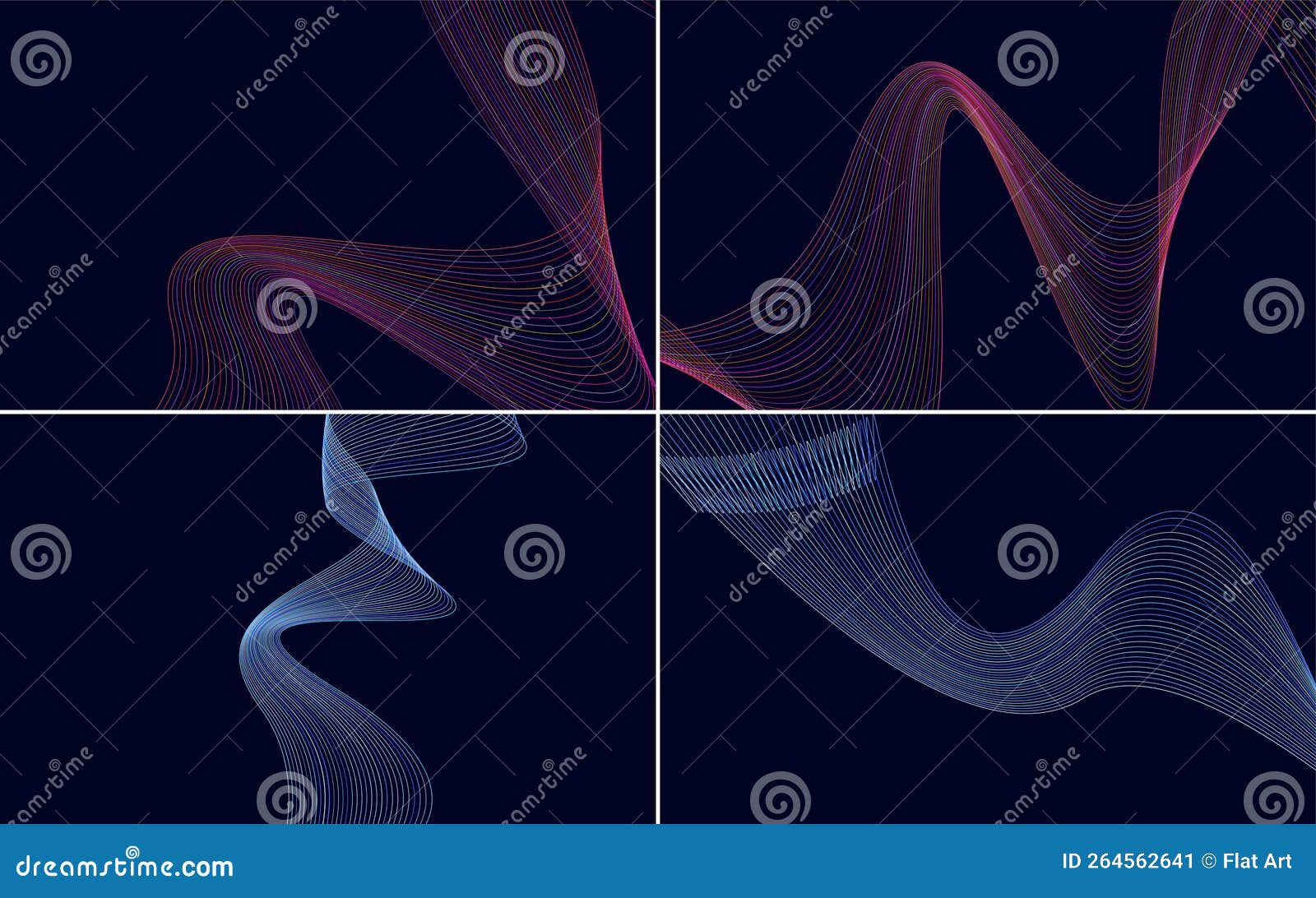 Enhance Your Design with this Set of 4 Abstract Waving Line Vector ...