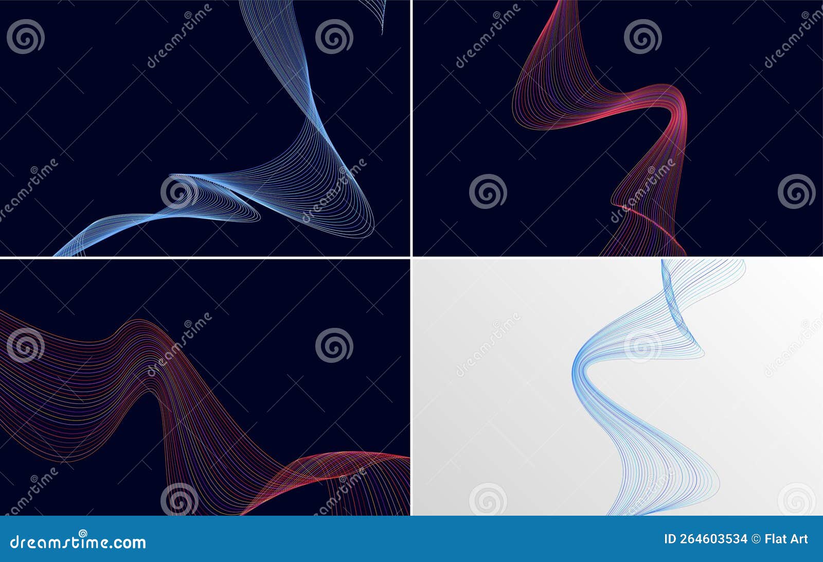 Enhance Your Design with this Set of 4 Abstract Waving Line Vector ...