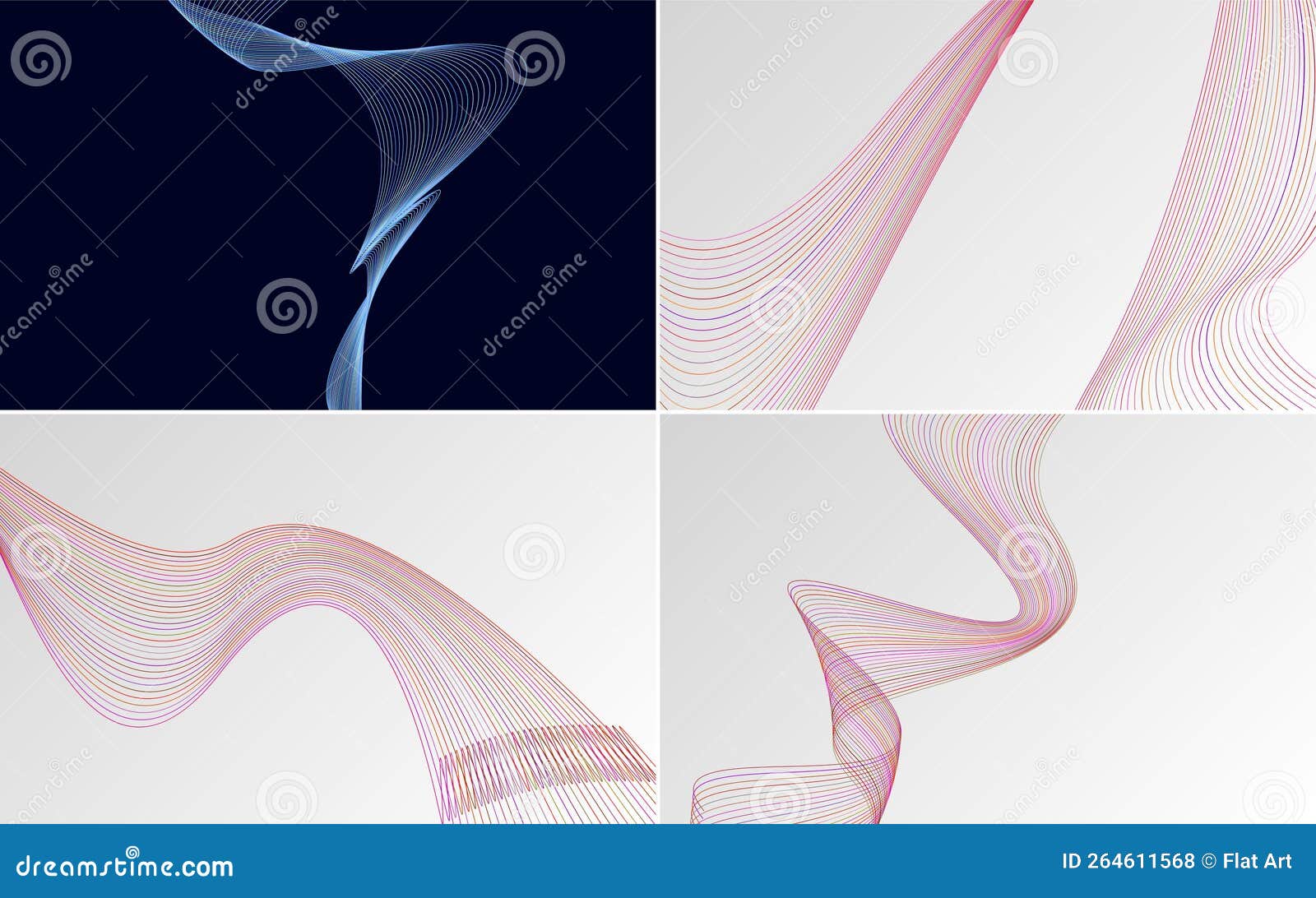 Enhance Your Design with this Set of 4 Abstract Waving Line Vector ...