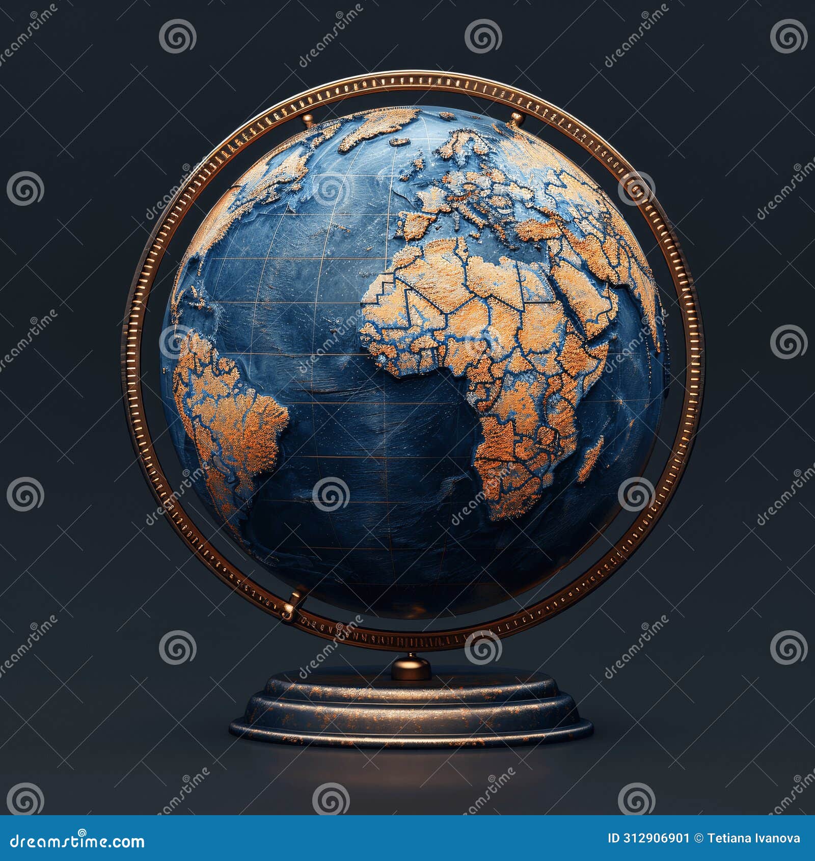 Globalization Symbol: 3D Globe with Continents Stock Illustration ...