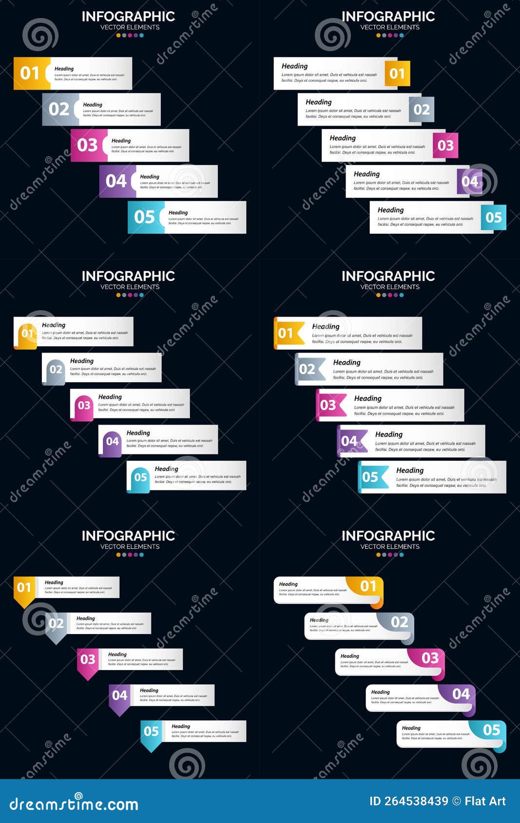 Enhance Your Presentation with Vector 6 Infographics Pack. Including 5 ...