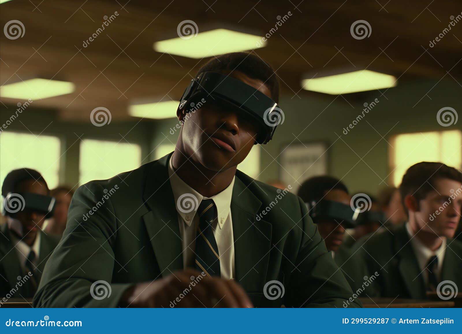 Enhanced Learning. Black Students Engage in VR Technology for Classroom Immersion Stock ...