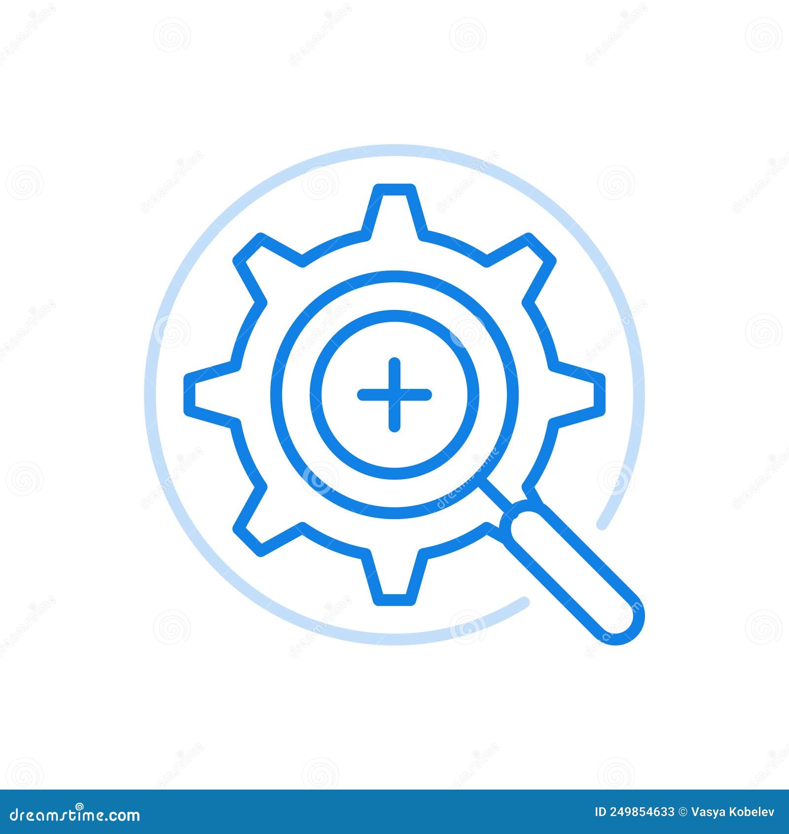 Enhanced Optimization and Analysis of Vector Line Icon. Magnifier Gear ...