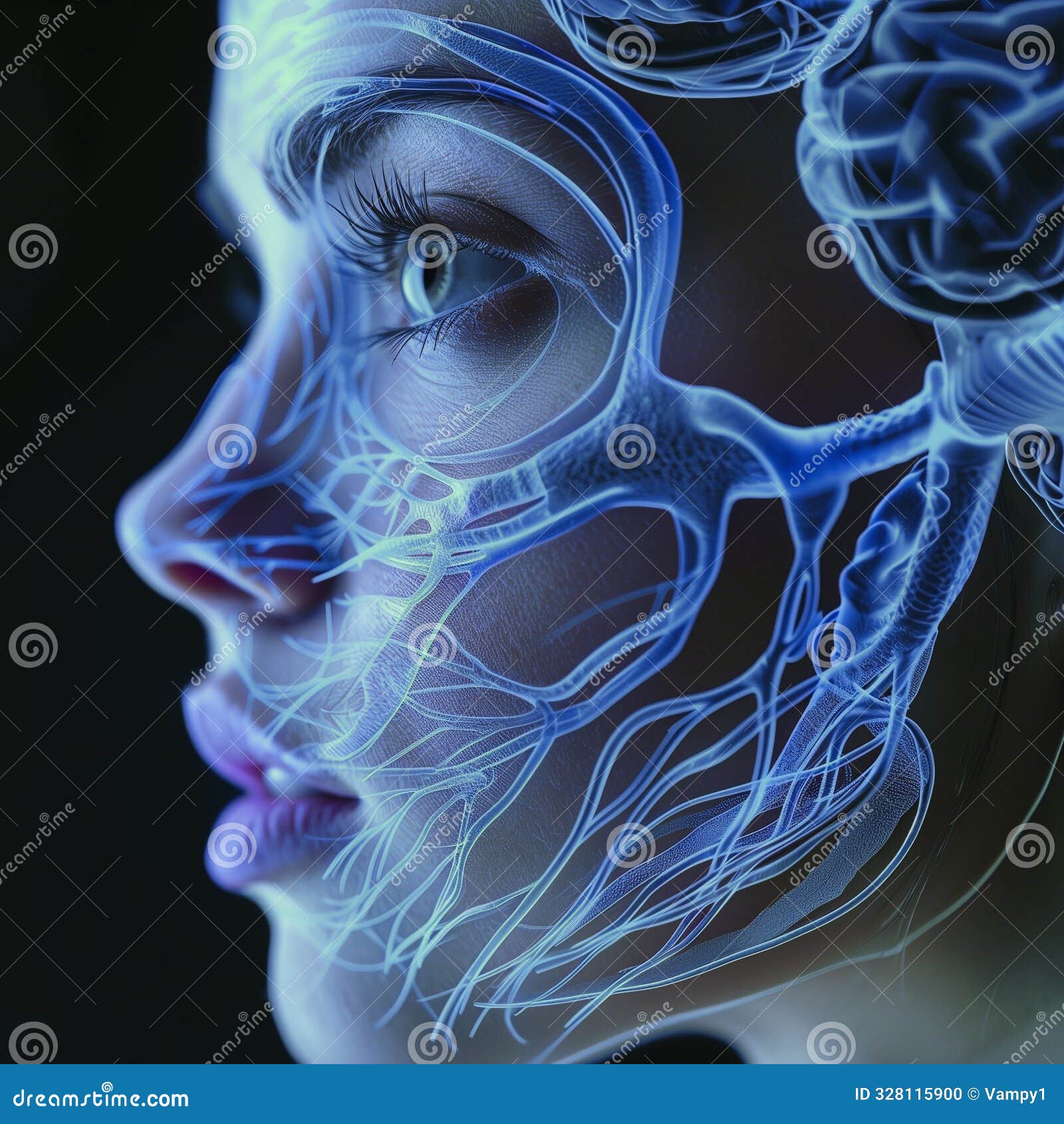 Enhanced Senses Development with Artificial Intelligence, Female Face ...