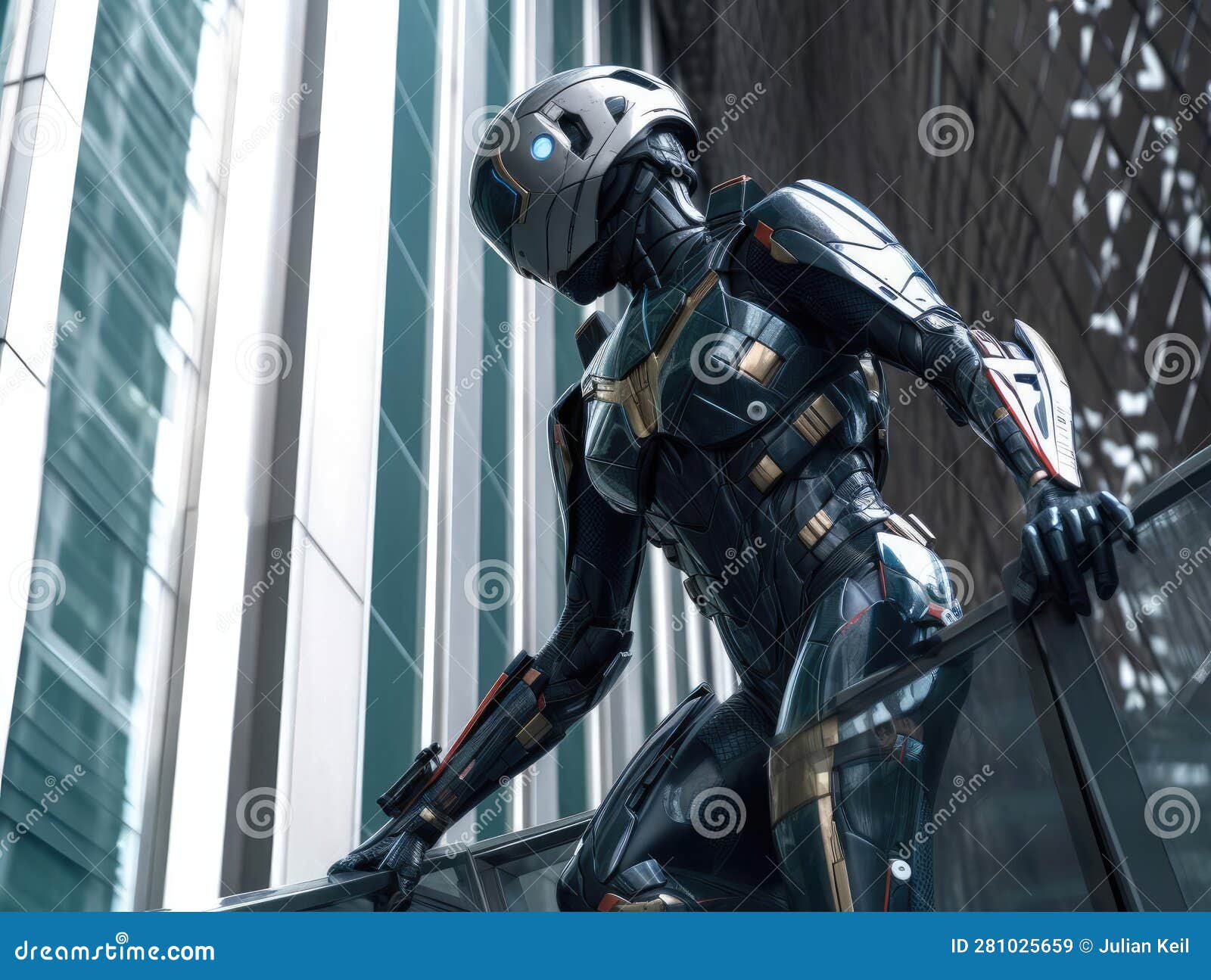 Enhanced Spy Climbs Futuristic Skyscraper Stock Illustration ...