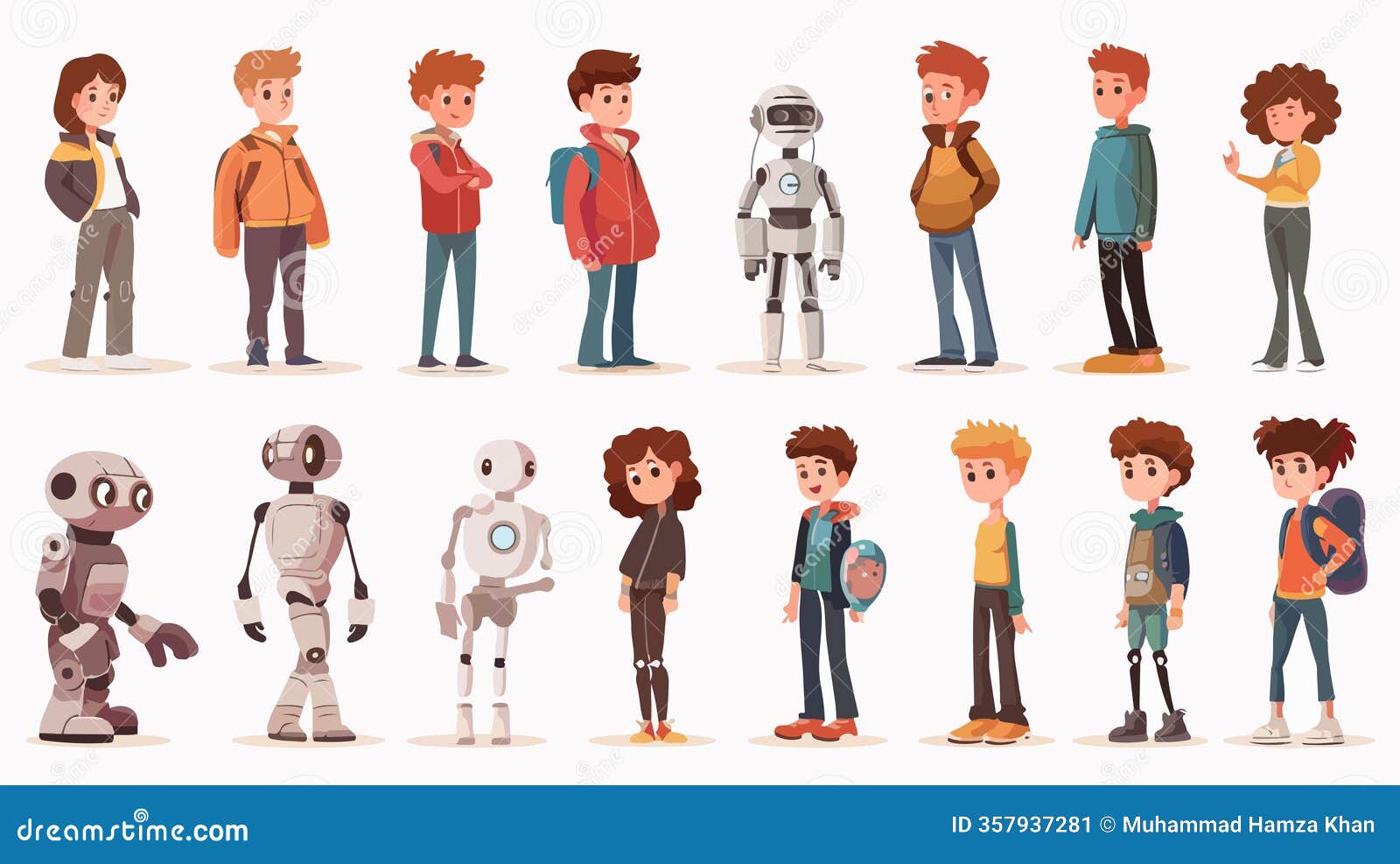 Enhancing Human Capabilities with Isolated Cartoon Illustration Stock ...