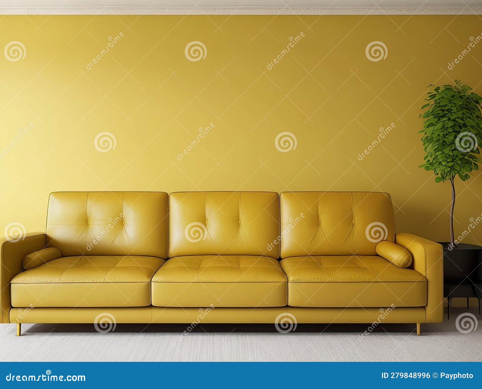Enhancing Spaces with a Yellow Leather Sofa and Striking Wall Texture ...
