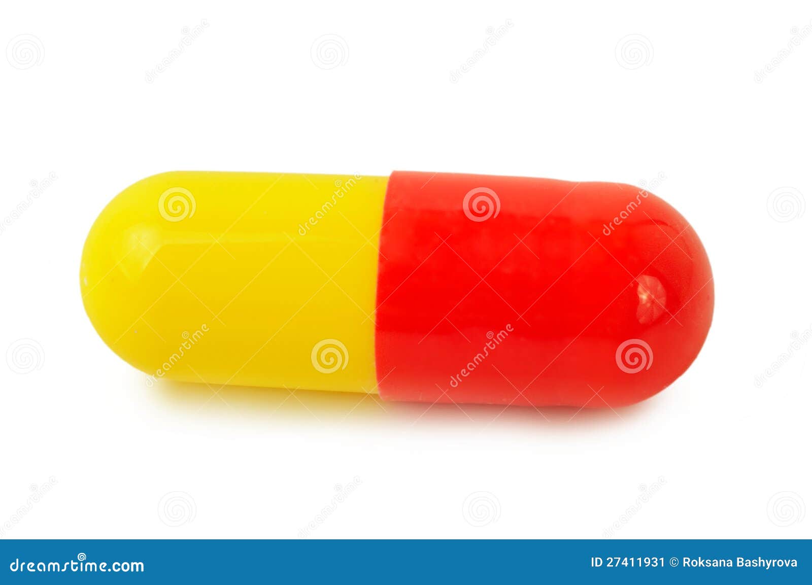 Enige Rood-gele Medische Pillen Stock Afbeelding - Image of medisch ...