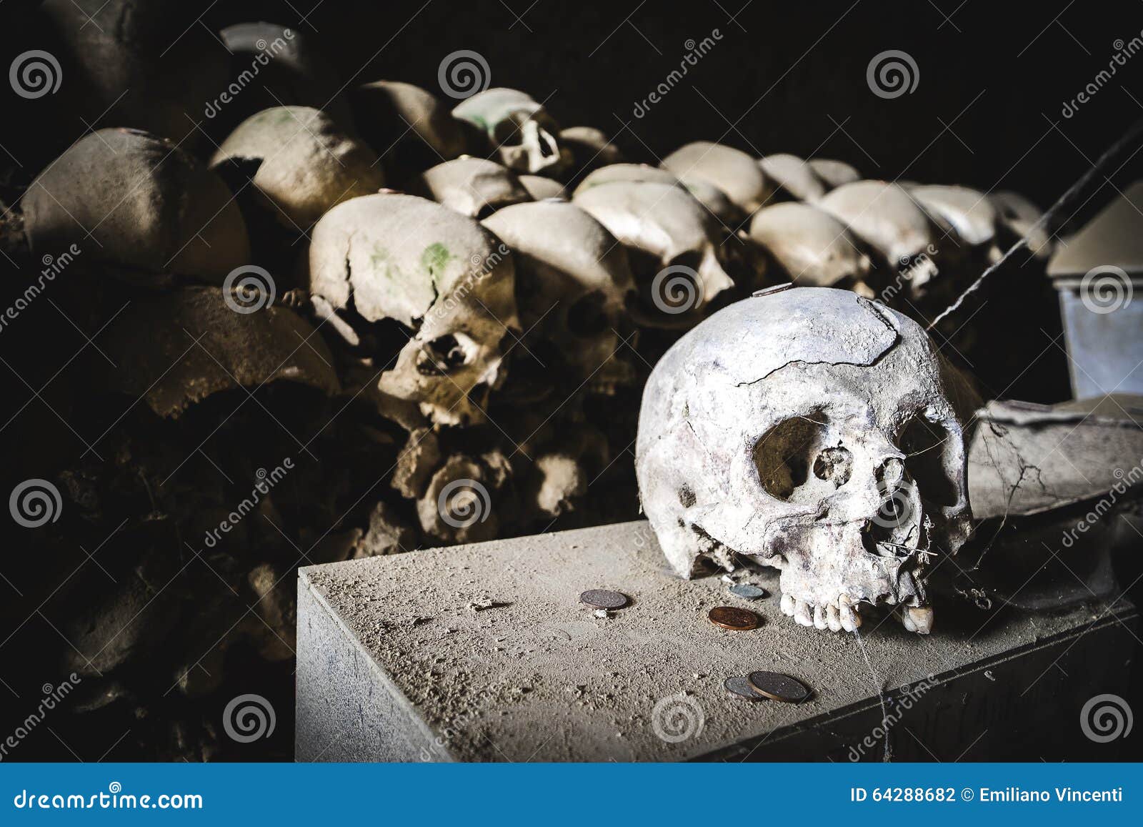 Enige Schedel in Fontanelle-begraafplaats Stock Foto - Image of toerist ...