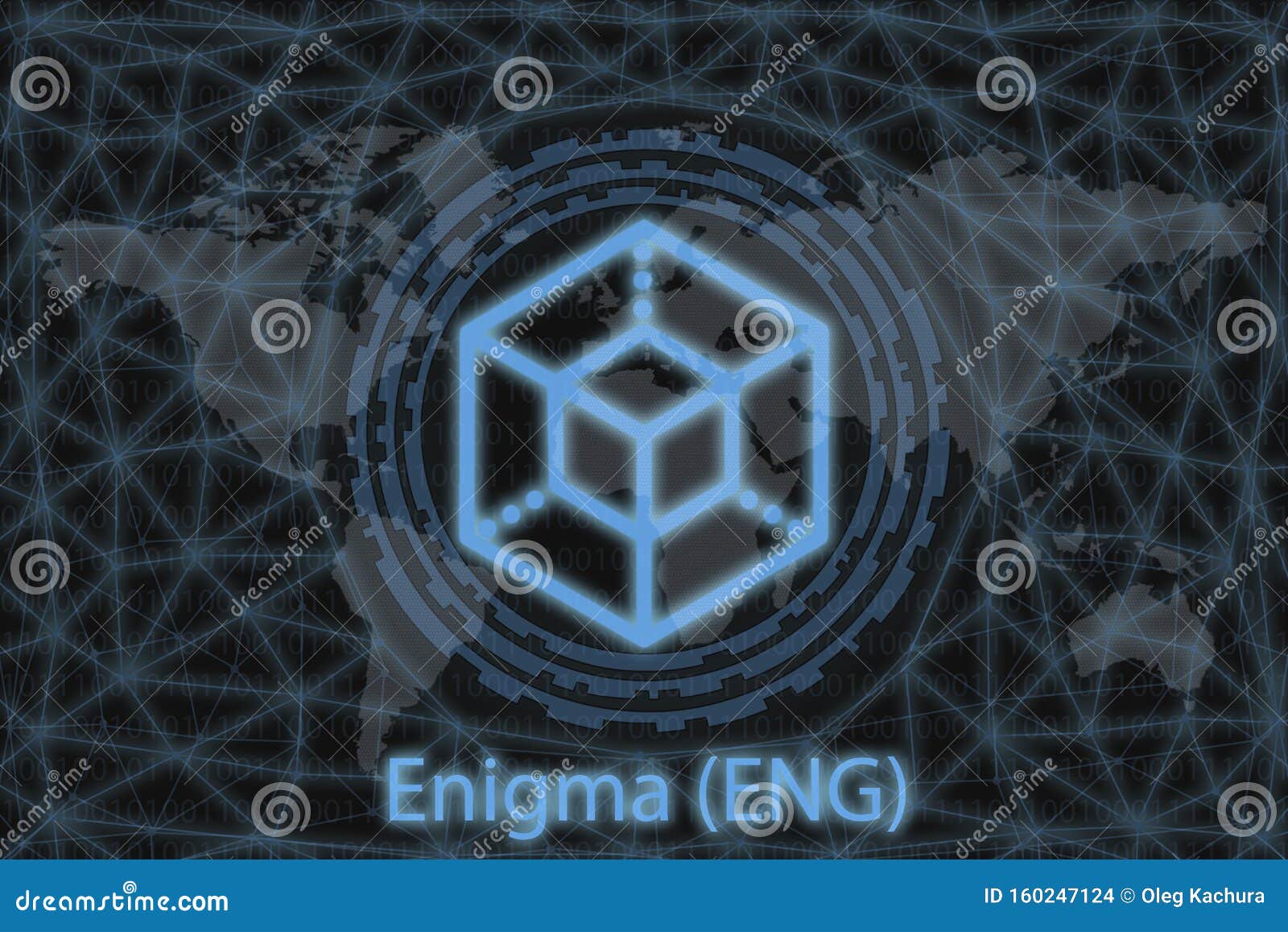 Enigma ENG Abstract Cryptocurrency. with a Dark Background and a World ...