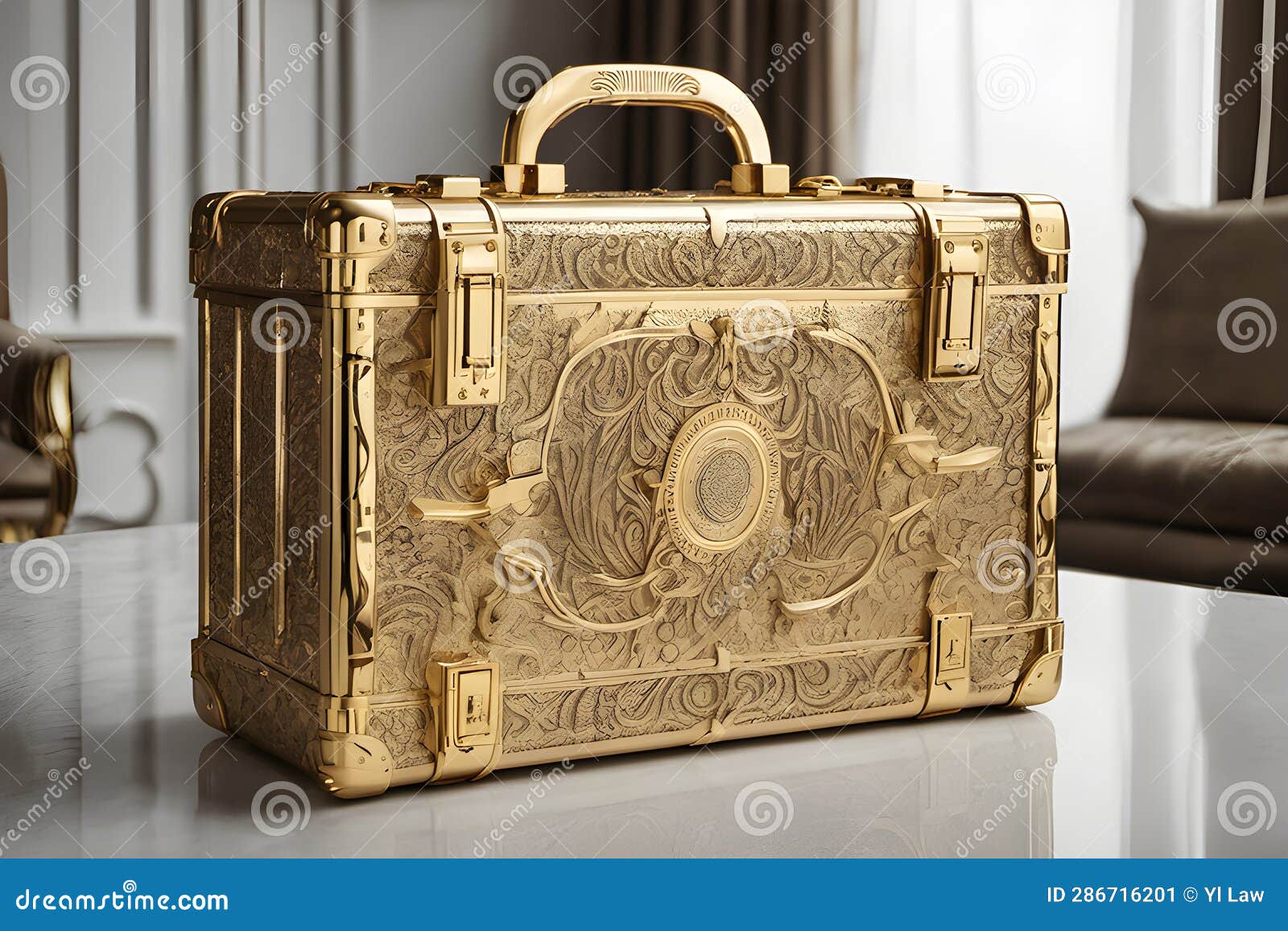 The Enigmatic Allure of the Golden Suitcase Editorial Photo - Image of ...