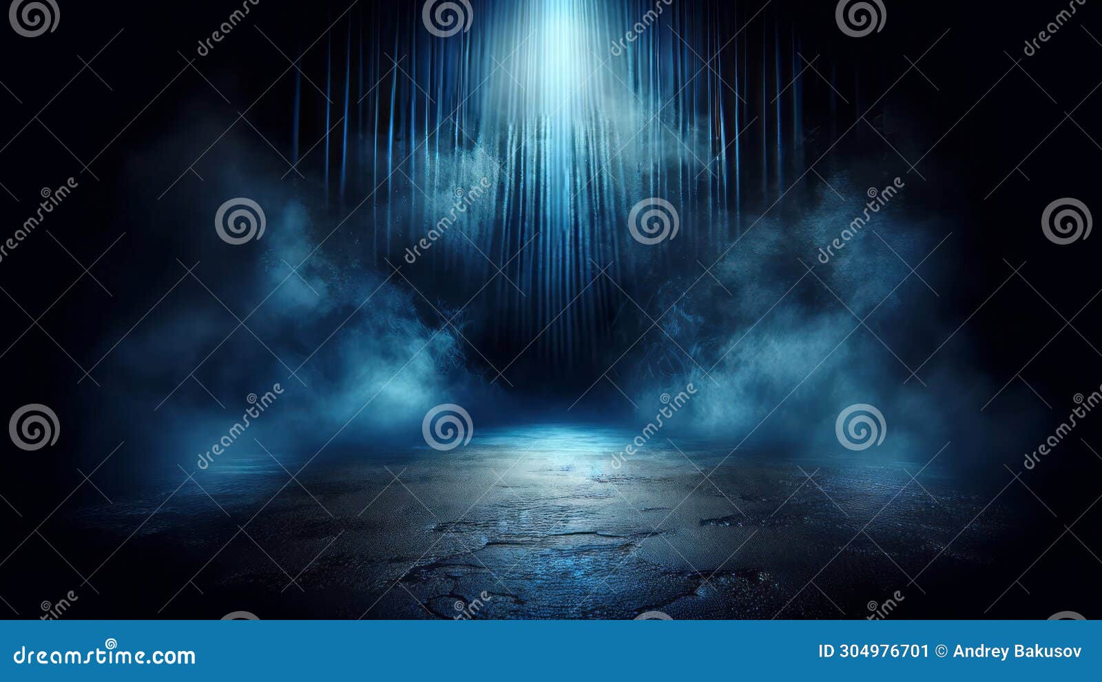 Enigmatic Blue Beams Reflecting on Dark Asphalt Stock Image - Image of ...