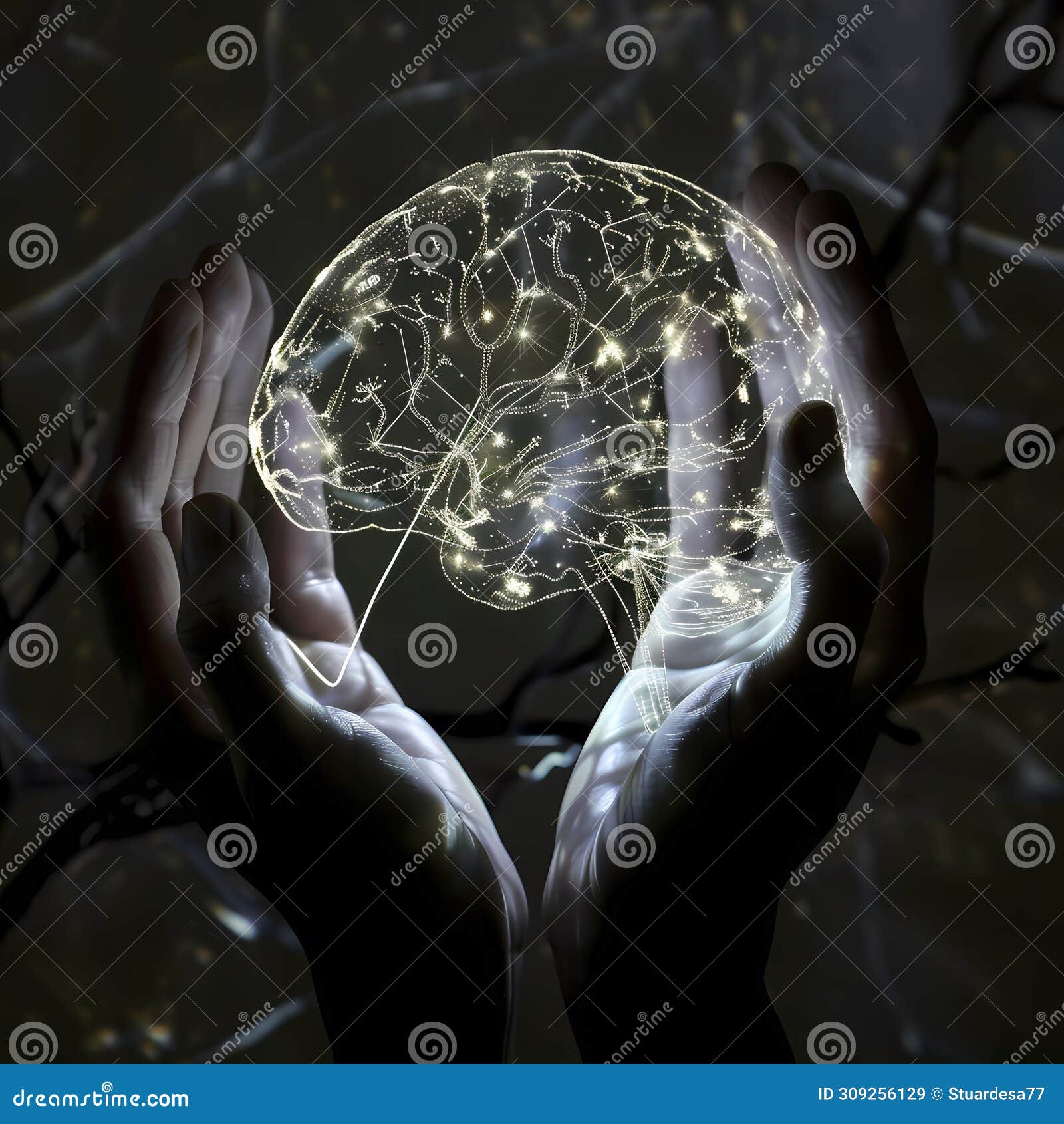 Two Ethereal Hands Emerge From The Darkness Of Space, Appearing To ...