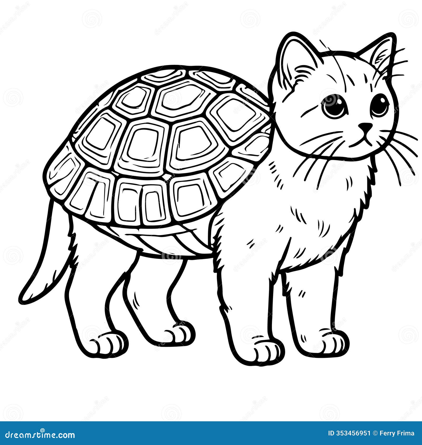 The Enigmatic Cat-Turtle Hybrid Creation Coloring Page. AI Generated ...