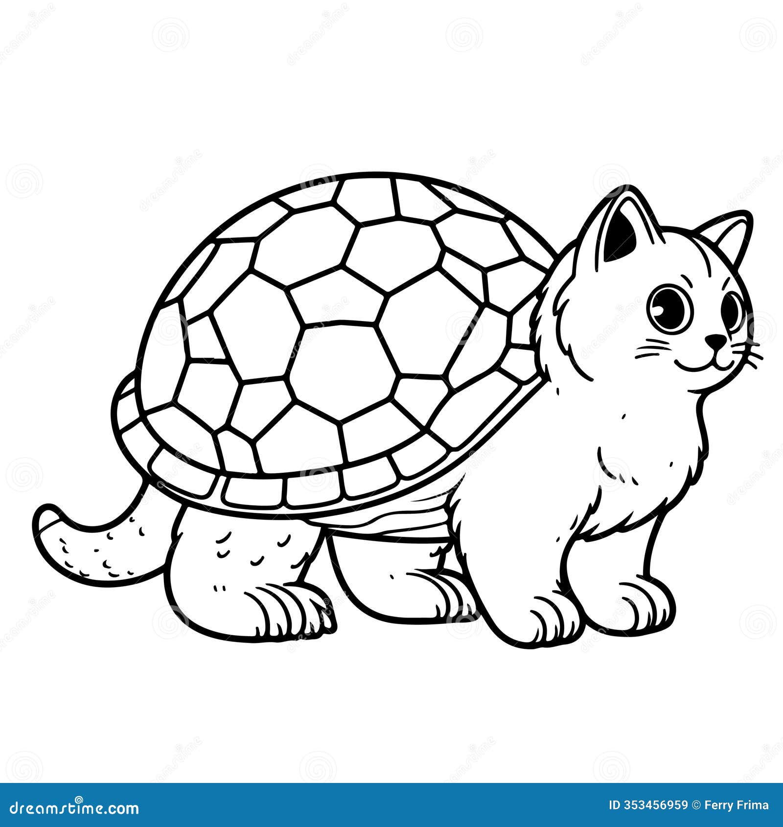 The Enigmatic Cat-Turtle Hybrid Creation Coloring Page. AI Generated ...