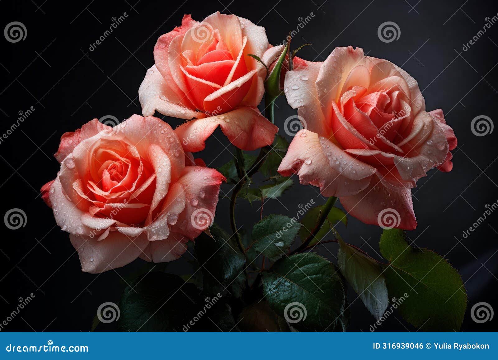 Enigmatic Dramatic Rose Flowers. Generate Ai Stock Photo - Image of ...