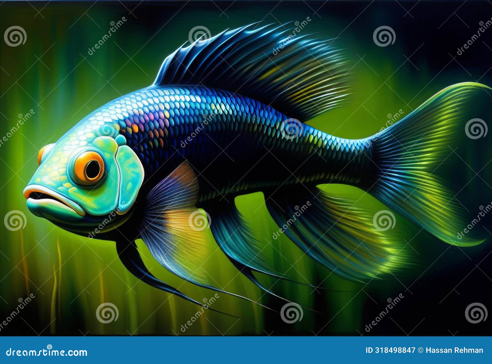 The Enigmatic Elegance of an Alien Fish in a Midnight Sky Stock ...