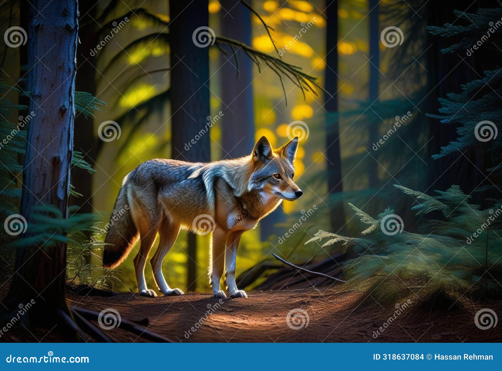 The Enigmatic Elegance of the Shadow Coyote Stock Illustration ...