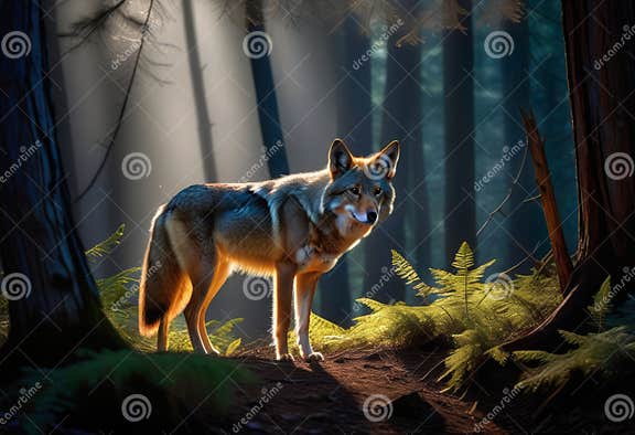 The Enigmatic Elegance of the Shadow Coyote Stock Illustration ...