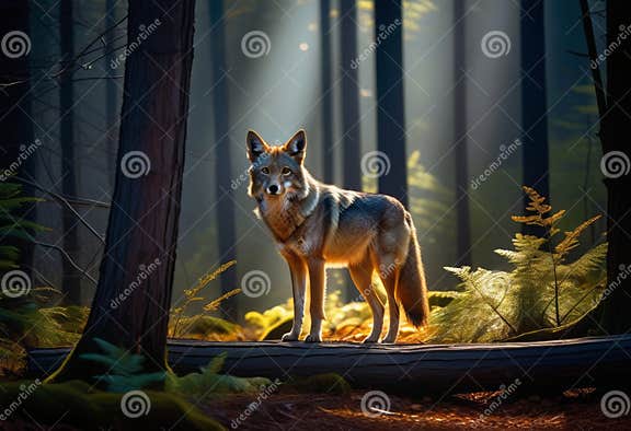 The Enigmatic Elegance of the Shadow Coyote Stock Illustration ...