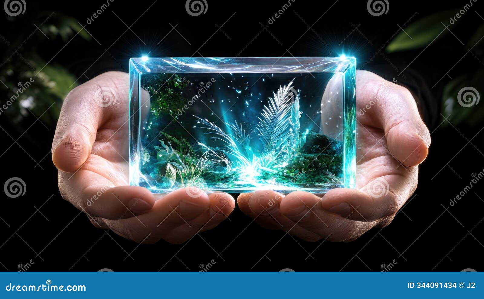 Enigmatic Glass Cube With Nature Inside Theme Of Mystical Illusion And ...