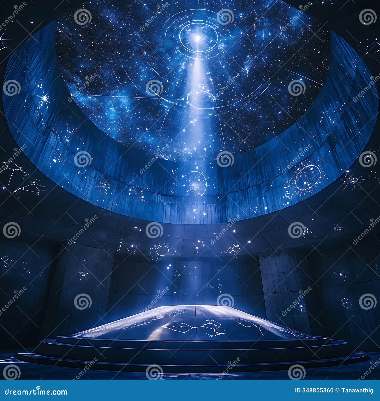 Enigmatic Space Dome with Cosmic Projections Showcasing Celestial ...