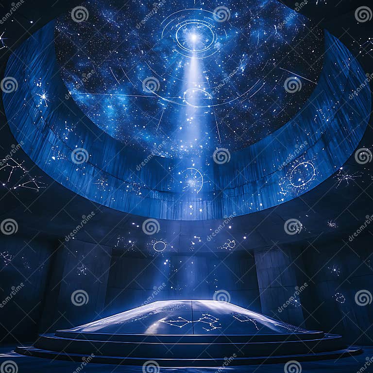Enigmatic Space Dome with Cosmic Projections Showcasing Celestial ...