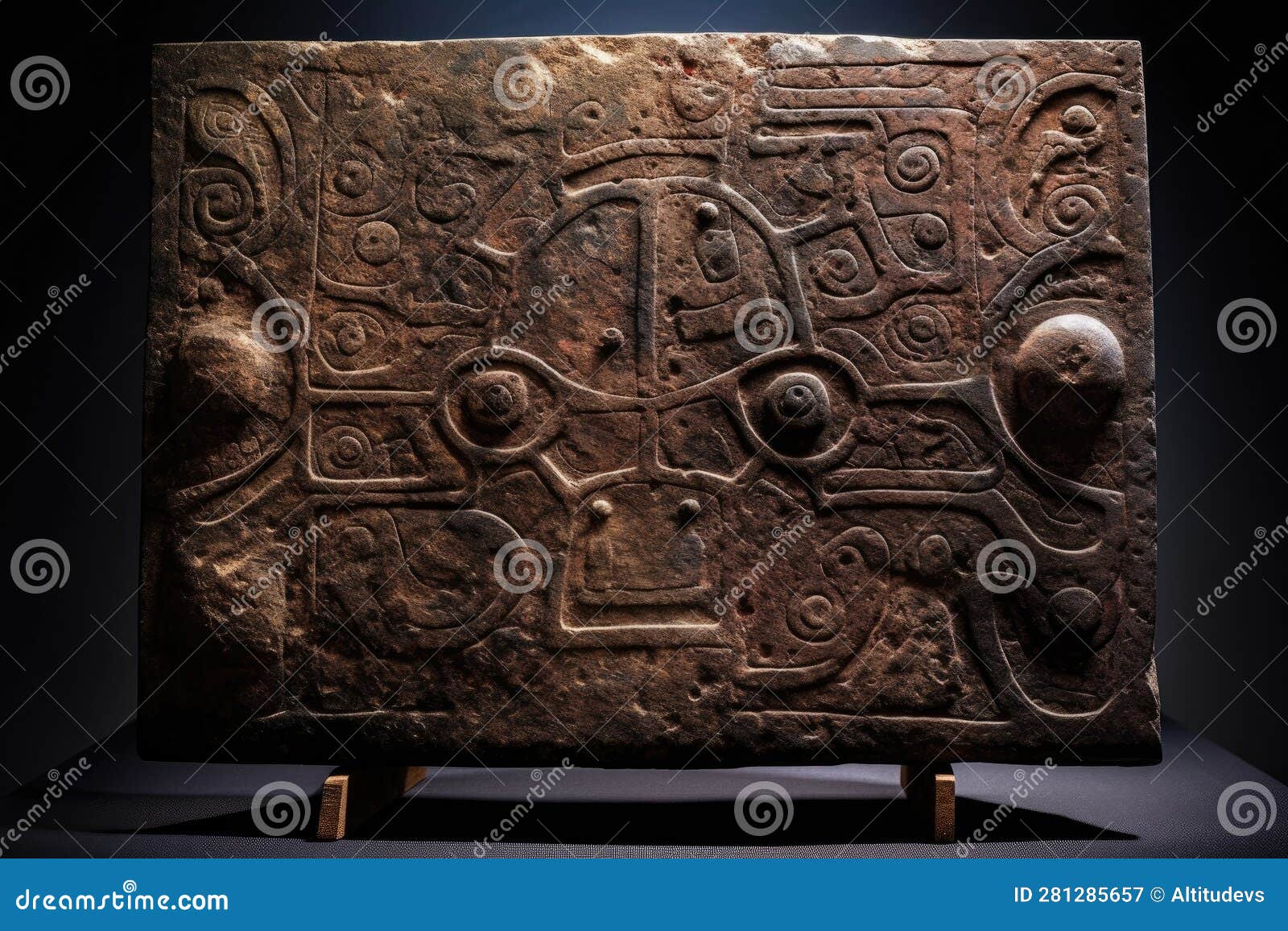 Enigmatic Symbols on an Ancient Stone Tablet Stock Illustration ...
