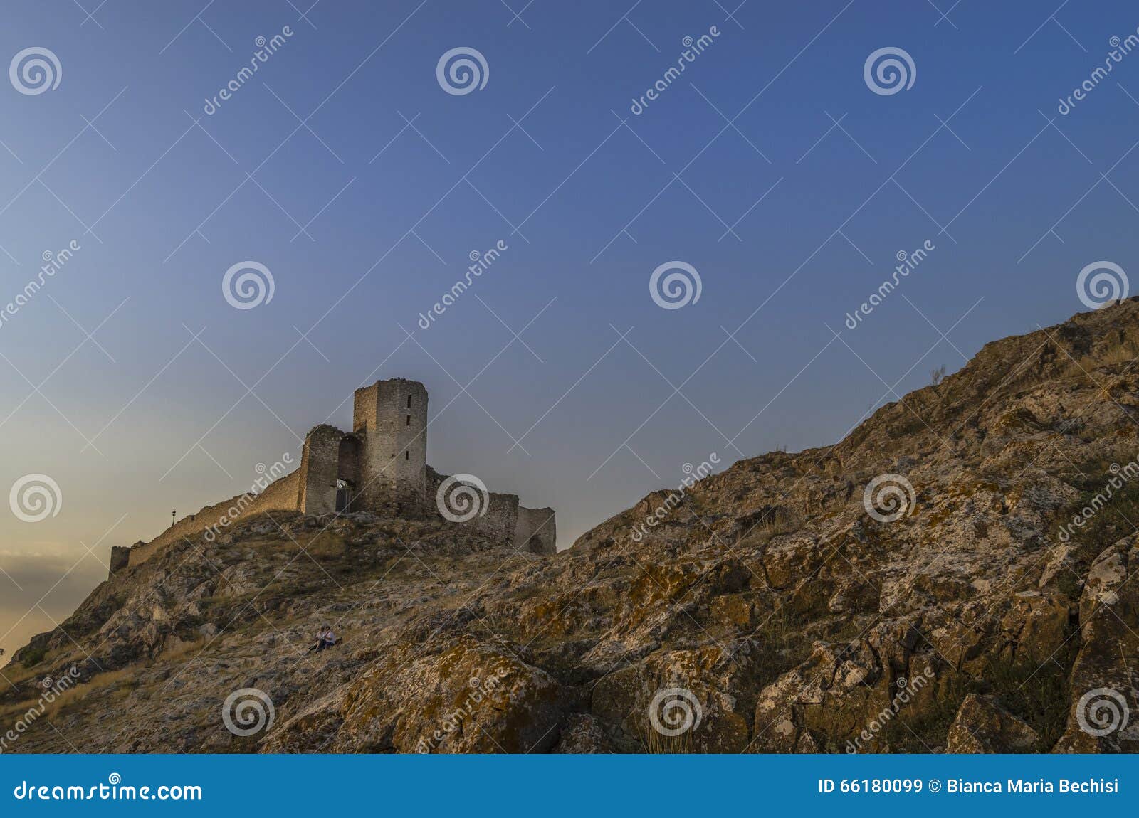 Enisala citadel sunset stock image. Image of abandoned - 66180099