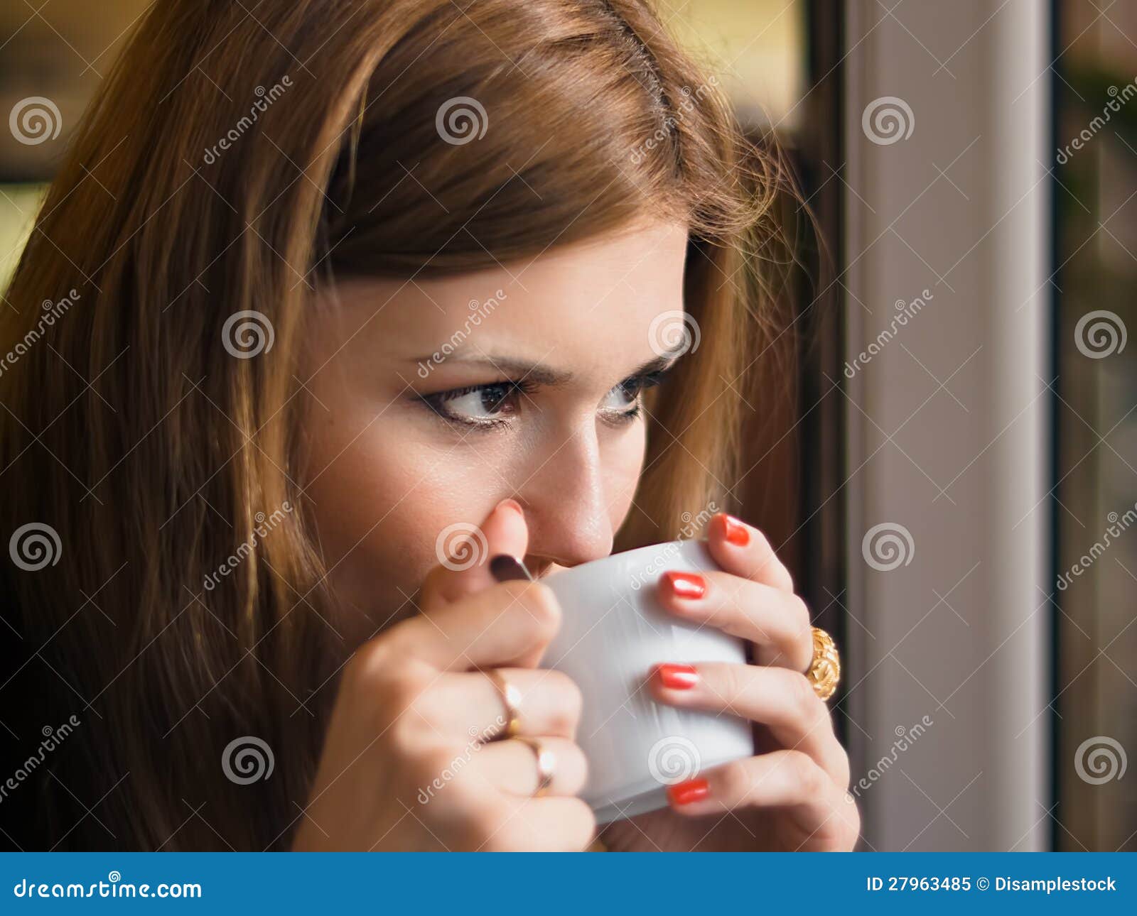 Enjoy Coffee stock image. Image of morning, hair, restaurant - 27963485