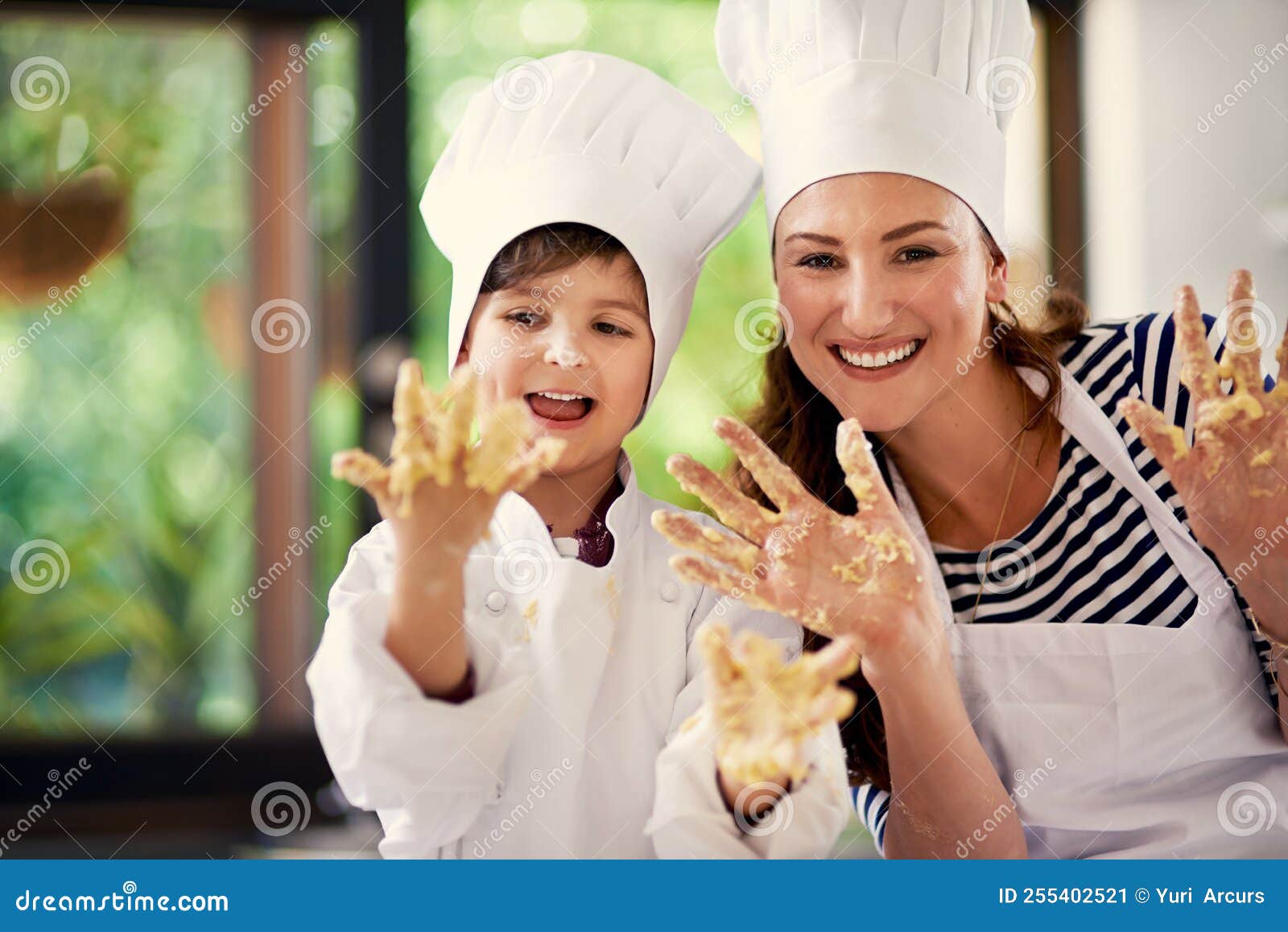 Enjoy Cooking Time. a Mother and Her Son Playing with Cookie Dough in ...