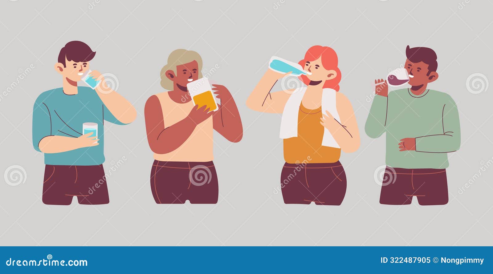 Enjoy Drinking Cartoon Character Set Stock Vector - Illustration of ...