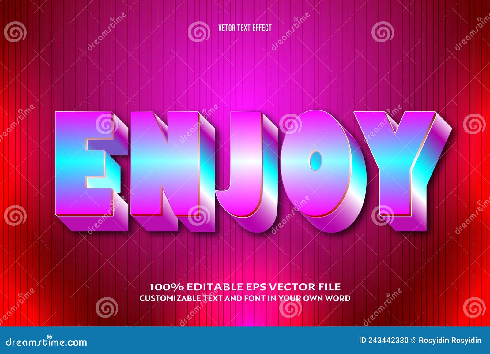 Enjoy Editable Text Effect 3 Dimension Emboss Modern Style Stock Vector ...