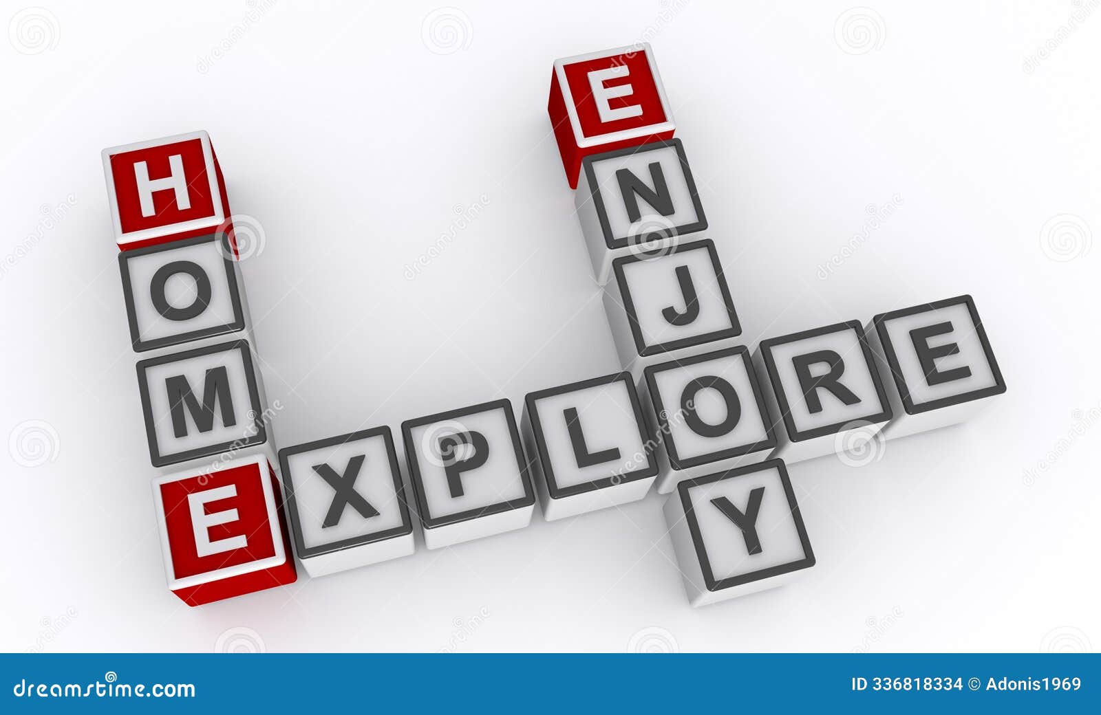 Enjoy Home Explore Word Block on White Stock Illustration ...