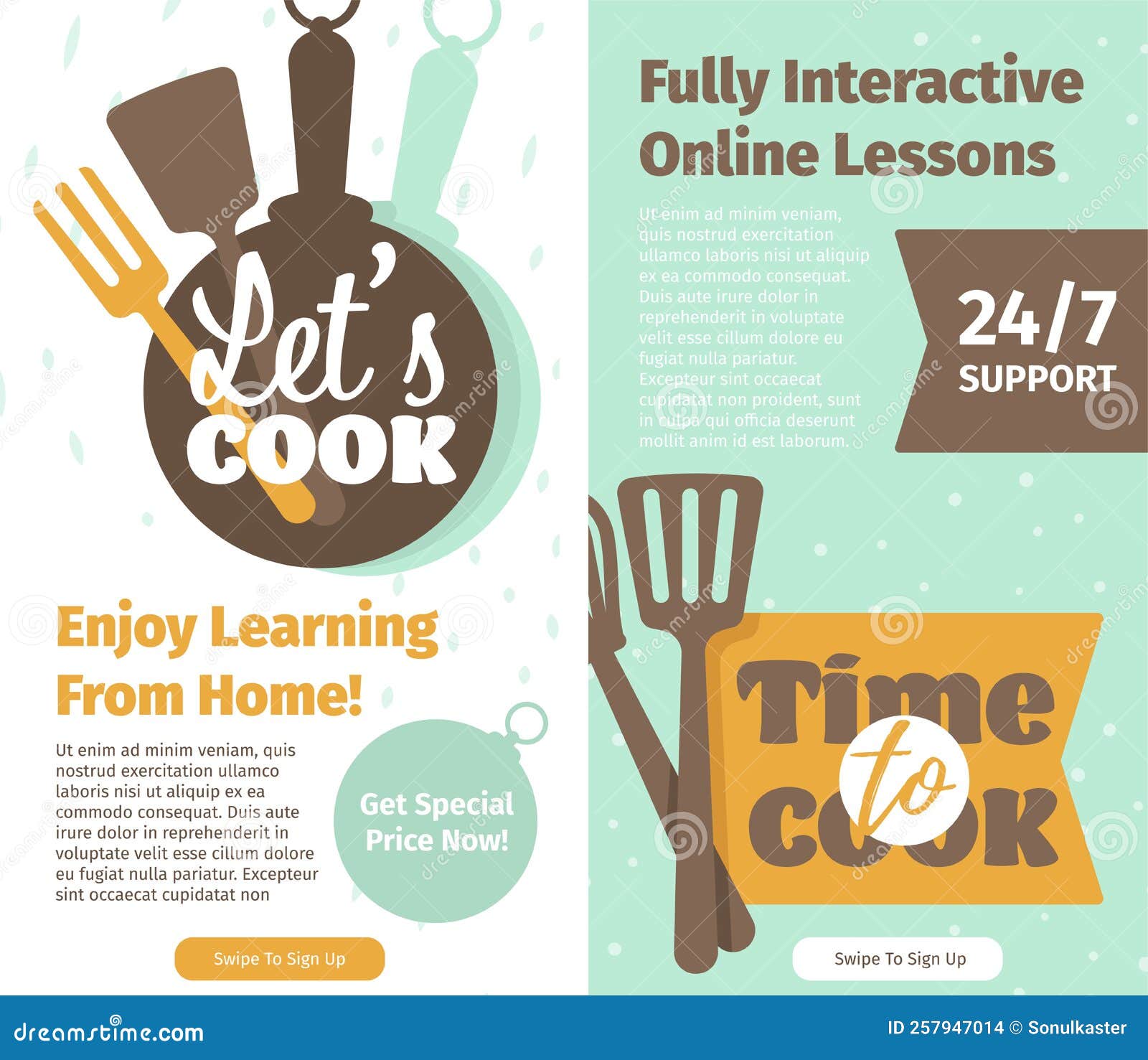 Enjoy Learning from Home, Cooking Online Lessons Stock Vector ...