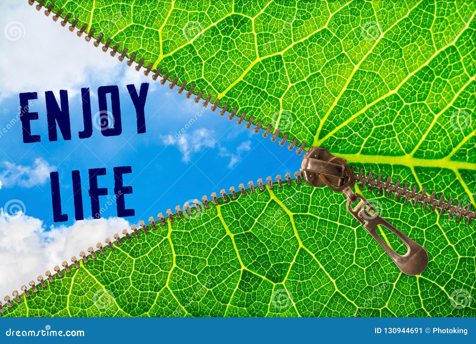 Enjoy Life Word Under Zipper Leaf Stock Image - Image of message ...
