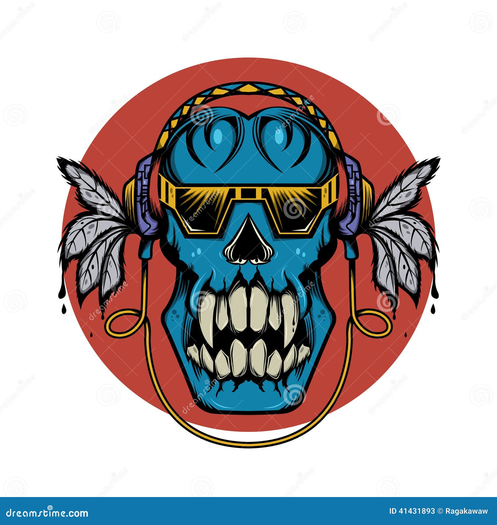 Enjoy Music Skull stock vector. Illustration of tatto - 41431893