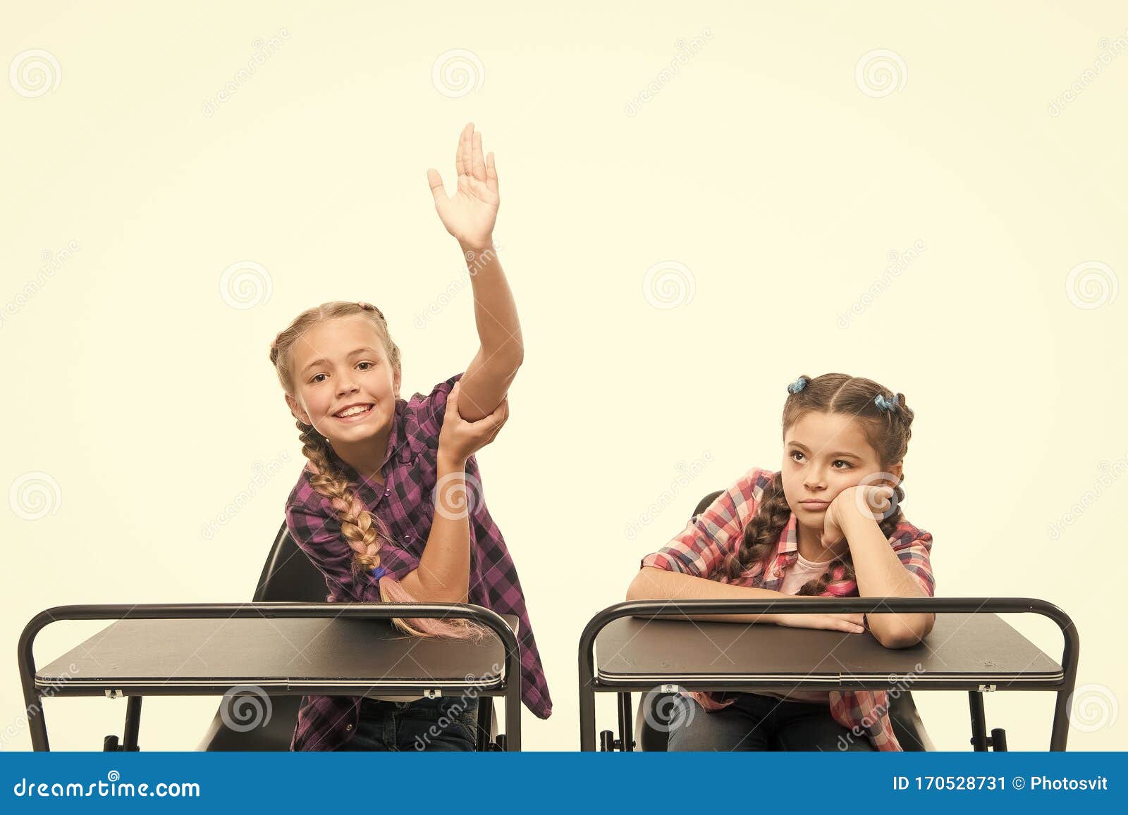 Enjoy Process of Studying. Students Classmates Sit Desk. Back To School ...