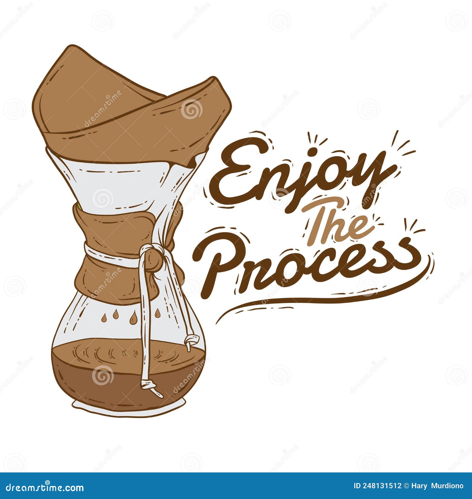 Enjoy the Process Typography with Coffee Maker Illustration Stock ...