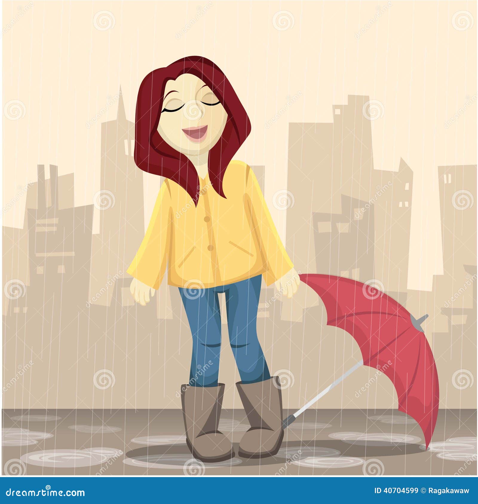 Enjoy the rain stock illustration. Illustration of people - 40704599