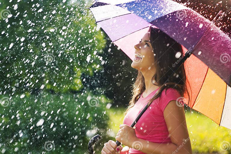 Enjoy the rain stock image. Image of drop, attractive - 32643499