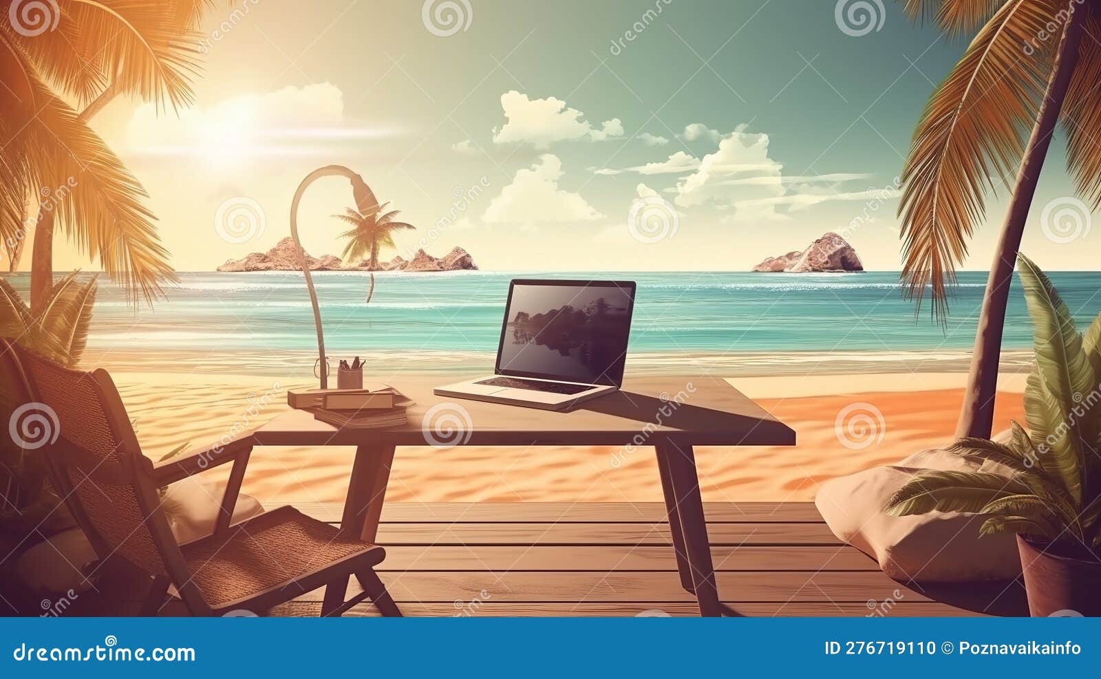Enjoy Remote Work Dream. Successful Freelancer Background. Business ...