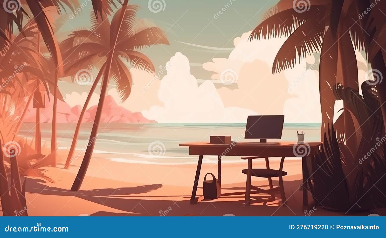 Enjoy Remote Work Dream. Successful Freelancer Background. Business ...