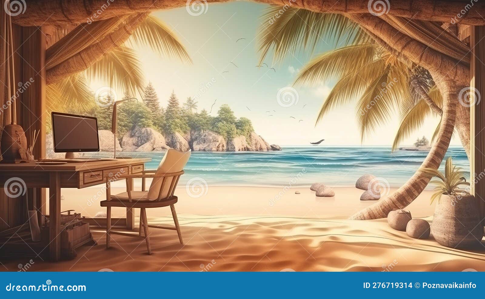 Enjoy Remote Work Dream. Successful Freelancer Background. Business ...