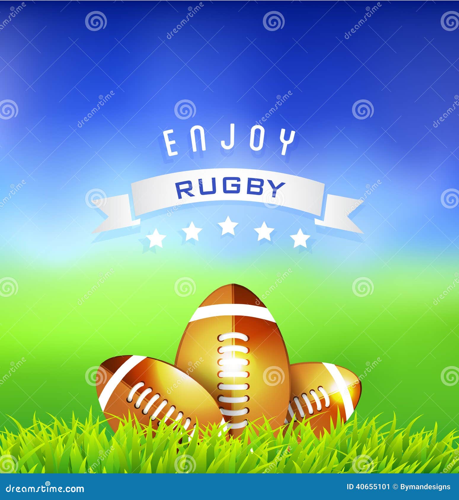Rugby balls on green field stock vector. Illustration of game - 40655101