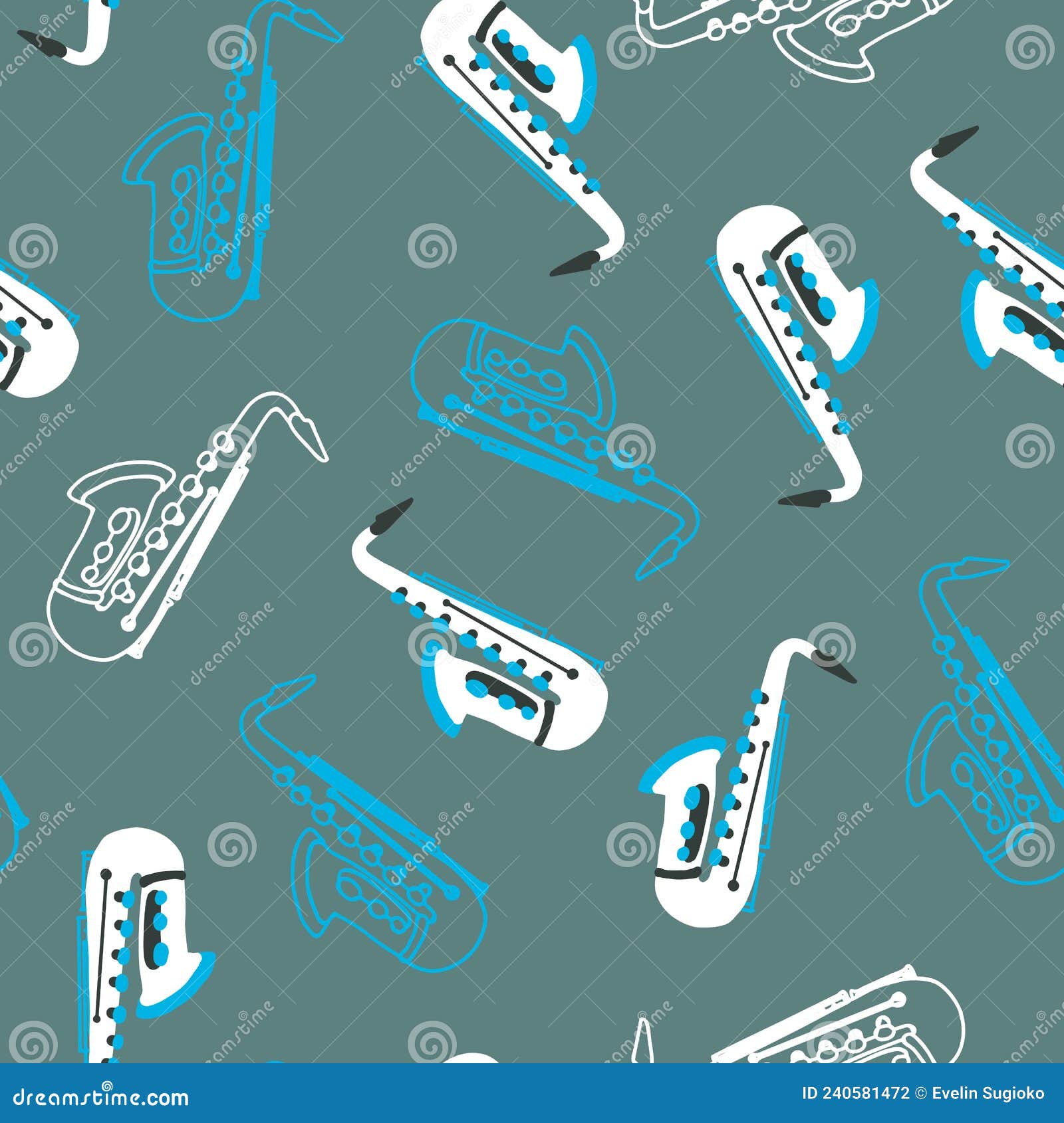 Enjoy Saxophone Music Art Vector Graphic Seamless Pattern Stock Vector ...