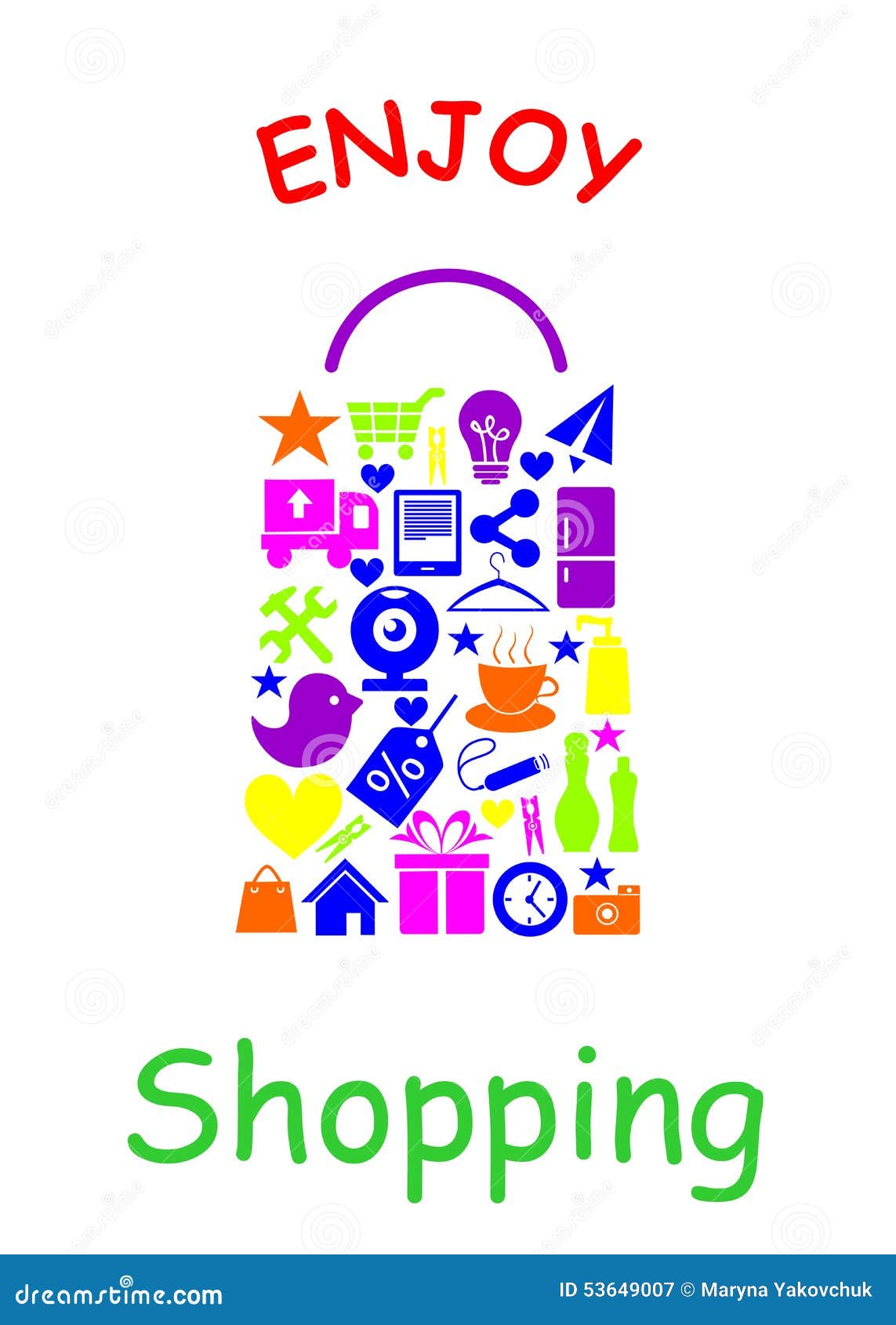 Enjoy shopping stock vector. Illustration of label, style - 53649007